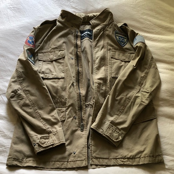 Express | Jackets & Coats | Express Mens Tan Military Jacket With ...